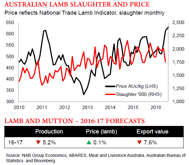 NAB predicts moderately higher lamb prices into 2017 as production ...
